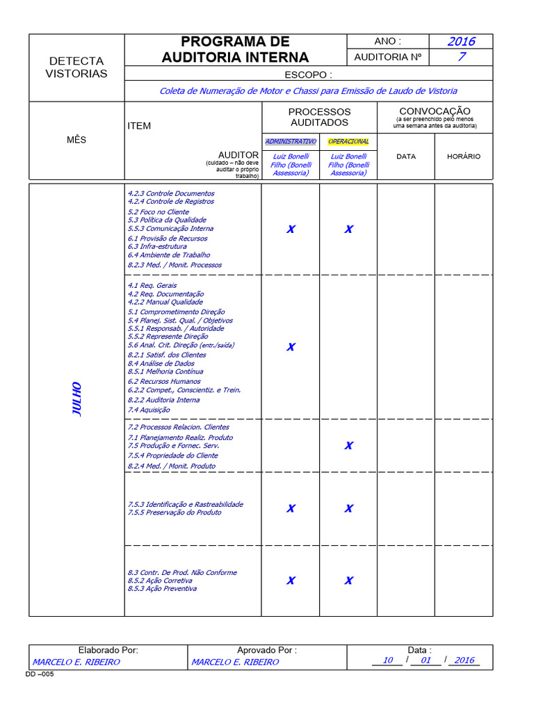 DD005 - Programa de Auditoria Interna 1 | PDF