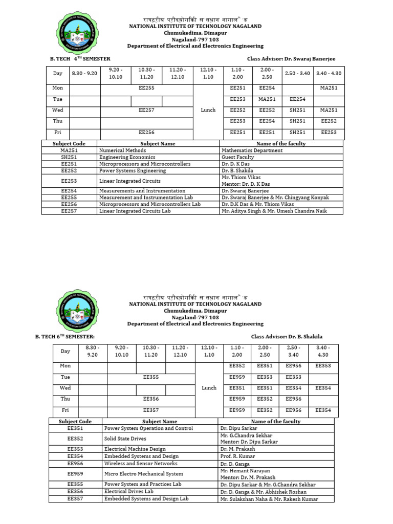 Revised Routine -IV Sem | PDF