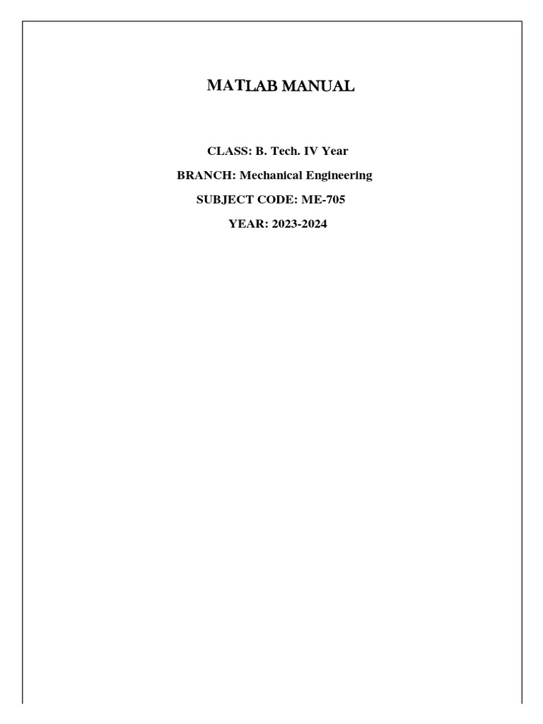 Matlab Manual Pdf Matlab Eigenvalues And Eigenvectors