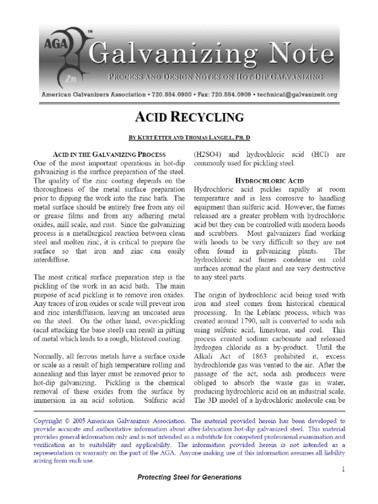 (H2SO4) and Hydrochloric Acid (HCL) Are... or Pickling Steel | PDF