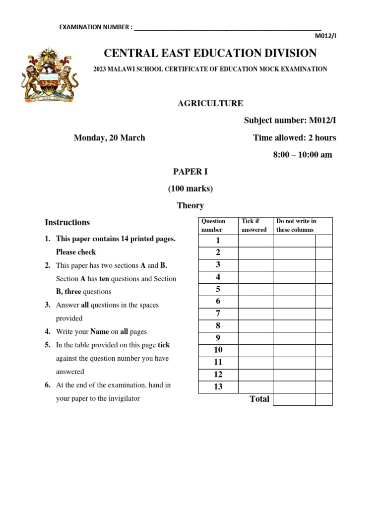 2023 Agriculture Paper 1 | Download Free PDF | Seed | Horticulture