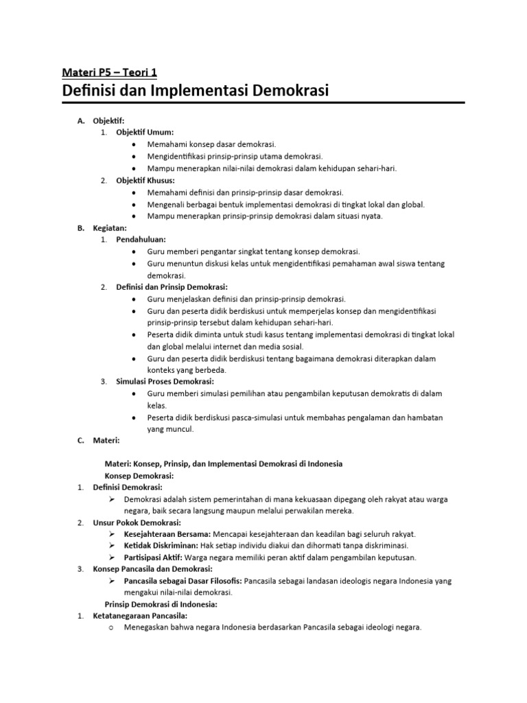 Materi P5 - Definisi Demokrasi P5 | PDF