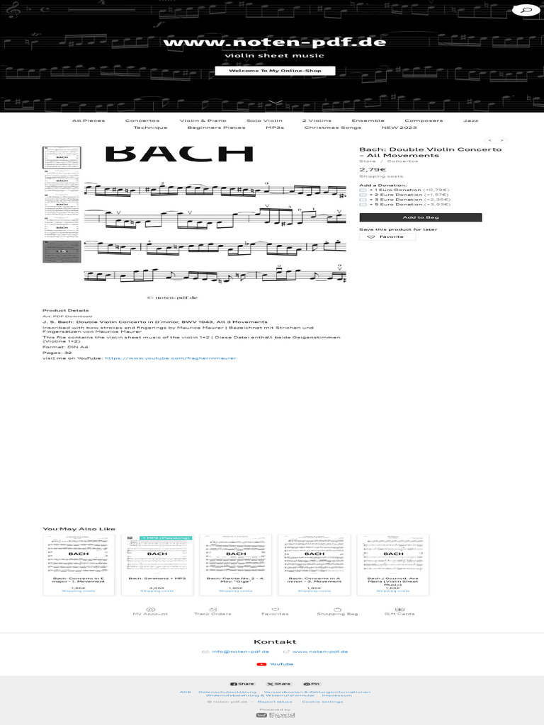 Bach_ Double Violin Concerto - All Movements | PDF | Johann Sebastian ...