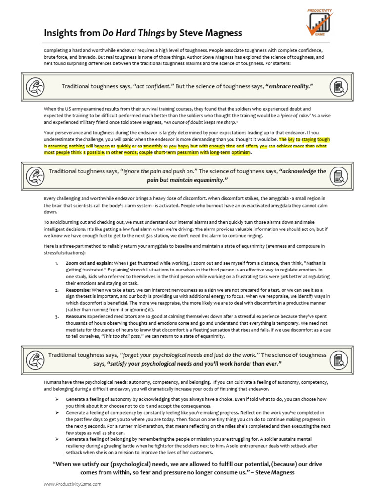 Do Hard Things | PDF | Emotions | Cognitive Psychology