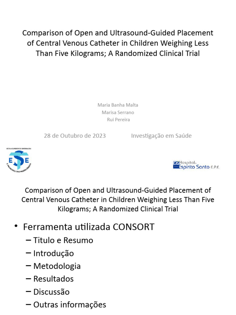Comparison of Open and Ultrasound-Guided Placement of Central | PDF ...
