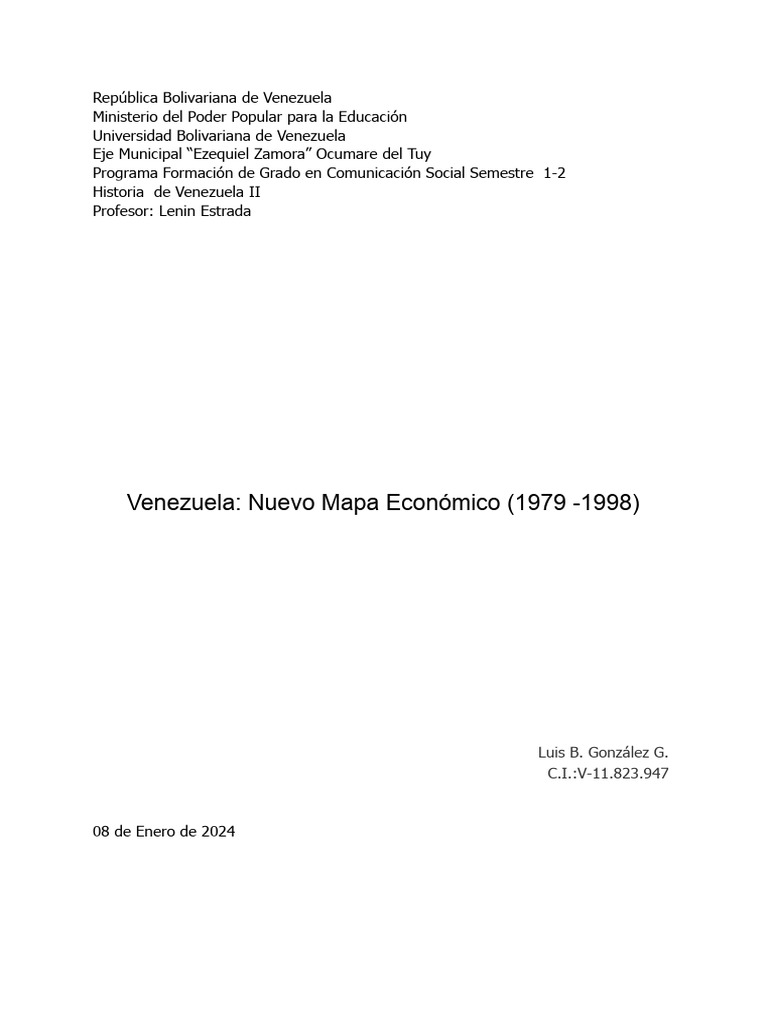 Mapa Económico de Venezuela (1979-1998) | PDF | Venezuela | Hugo Chavez