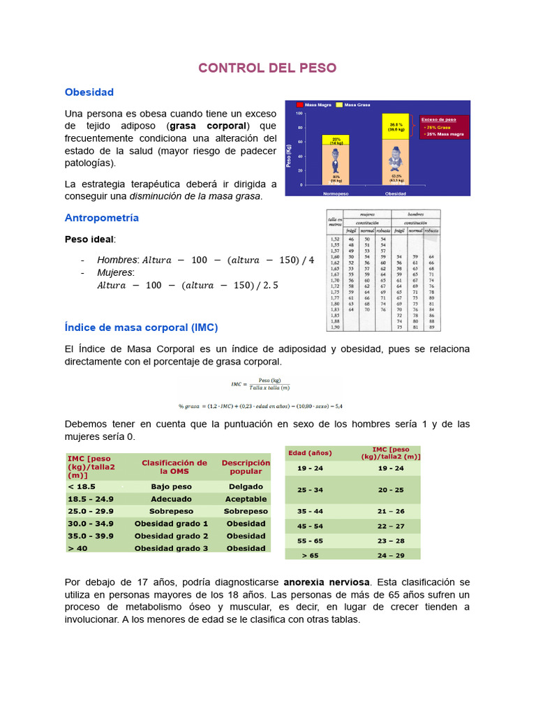 Control Del Peso | PDF | Obesidad | gordo