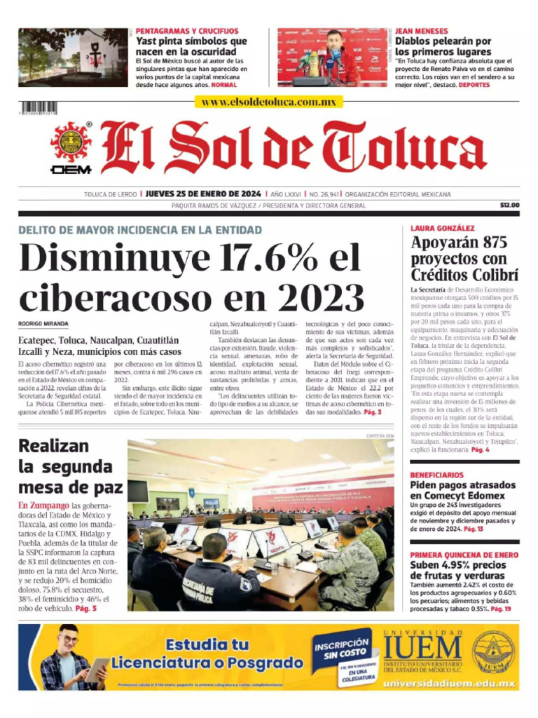 El Sol de Toluca 25 Ene 2024 | PDF El Sol de Toluca 25 Ene 2024 | PDF