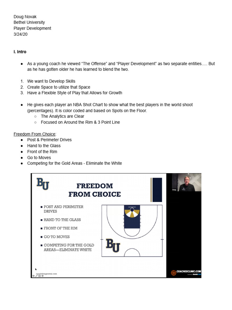 Doug Novak Player Development 1 | PDF | Sports | Team Sports