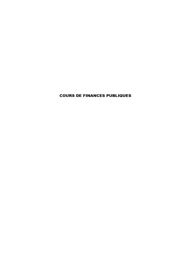 Cours de Finances Publiques 20 Jullet 2021 | PDF