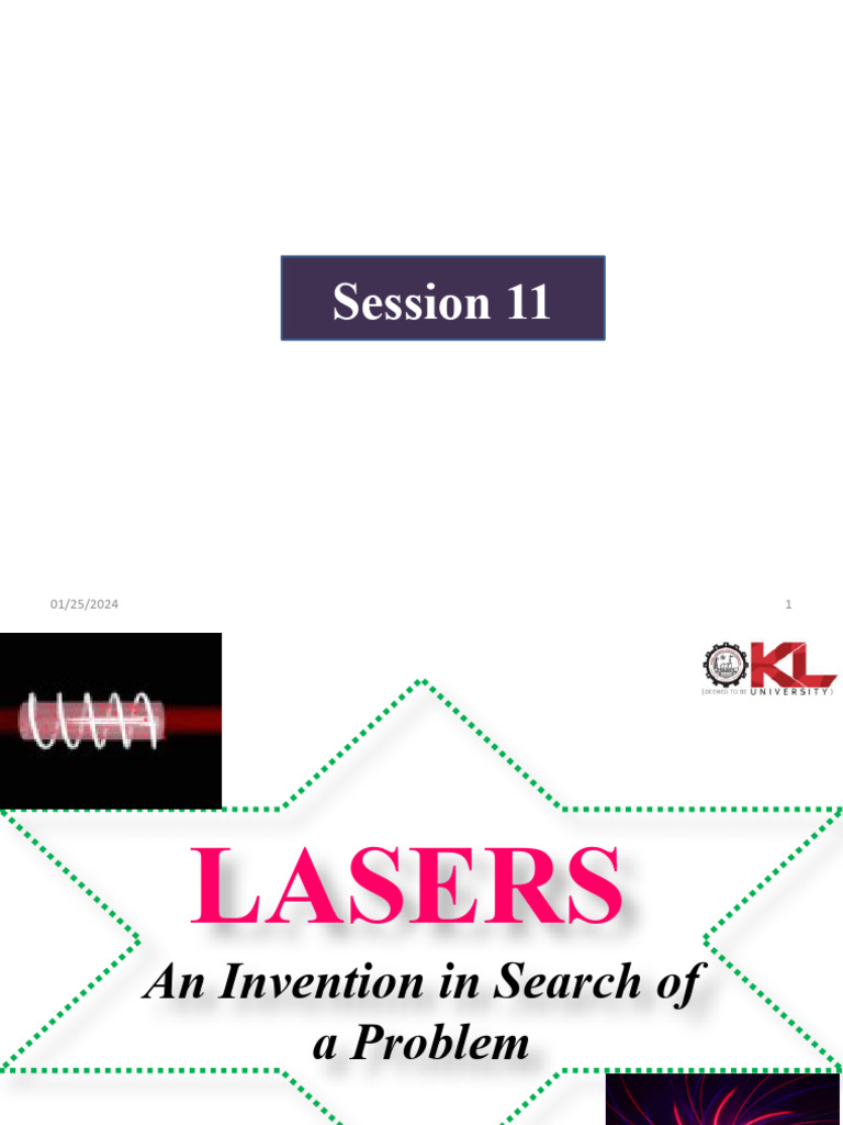 CO-4 Lasers & Optical Fibers DR KS 20.1.2024 | PDF | Laser | Optical Fiber