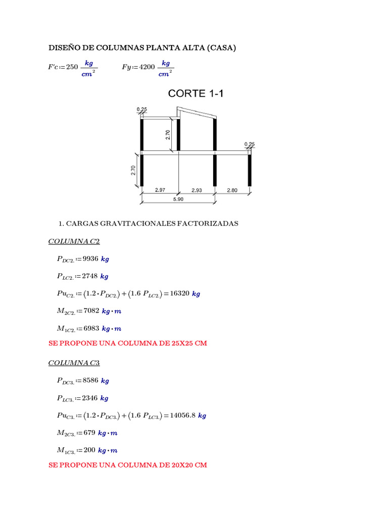 Calculos Columnas Planta Alta | PDF