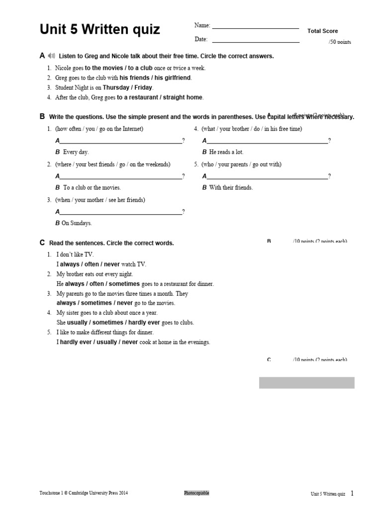 T1 U5 Touchstone | PDF
