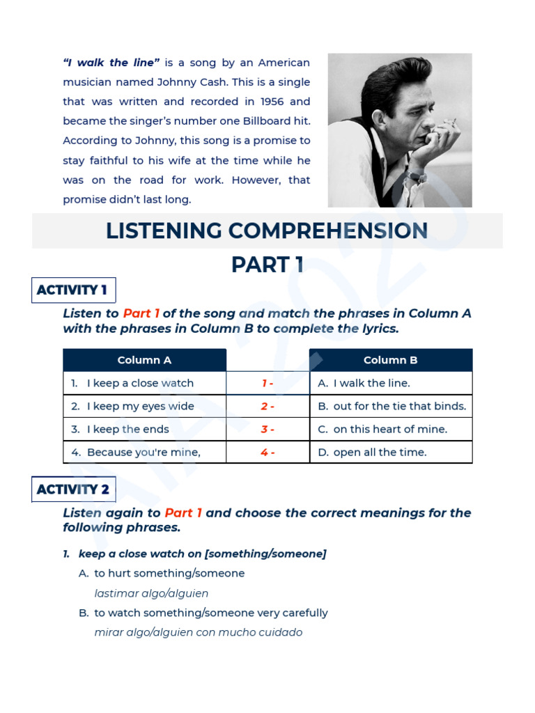 Meaning and Lyrics of "I Walk the Line" | PDF | Vowel | Perfect (Grammar)