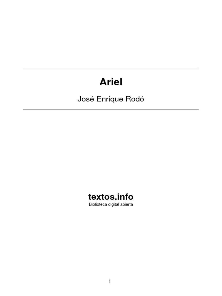 Jose Enrique Rodo - Ariel | PDF | Amor | Moralidad
