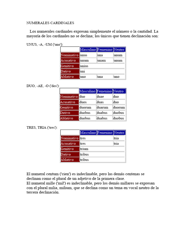 NUMERALES CARDINALES | PDF