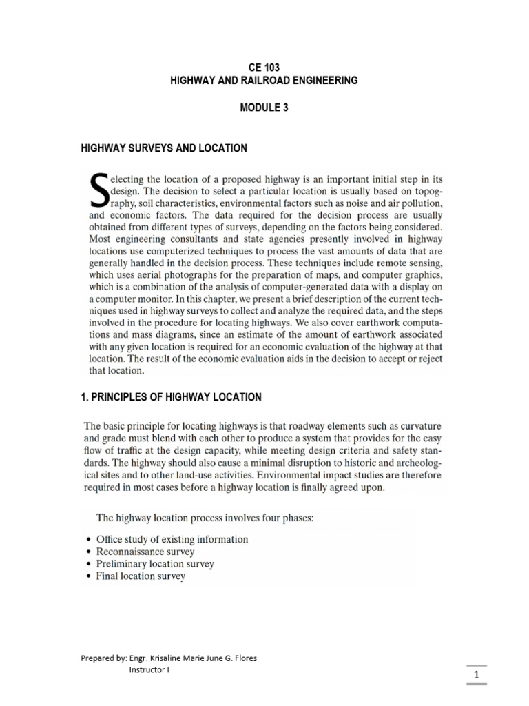 Module 3 Highway Surveys and Location | PDF | Highway | Transport ...