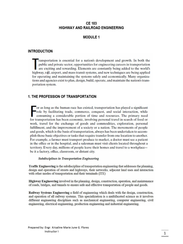 Module 1 Highway | PDF | Road | Transport
