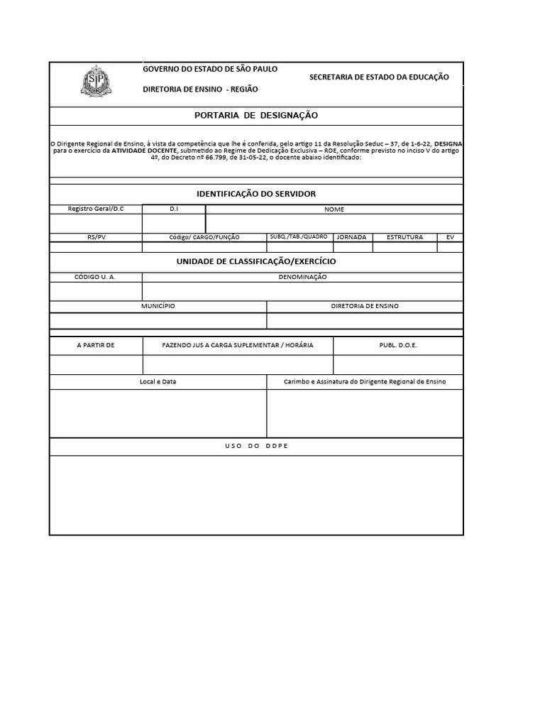 Modelo Portaria Designacao - Pei Atividade Docente | PDF