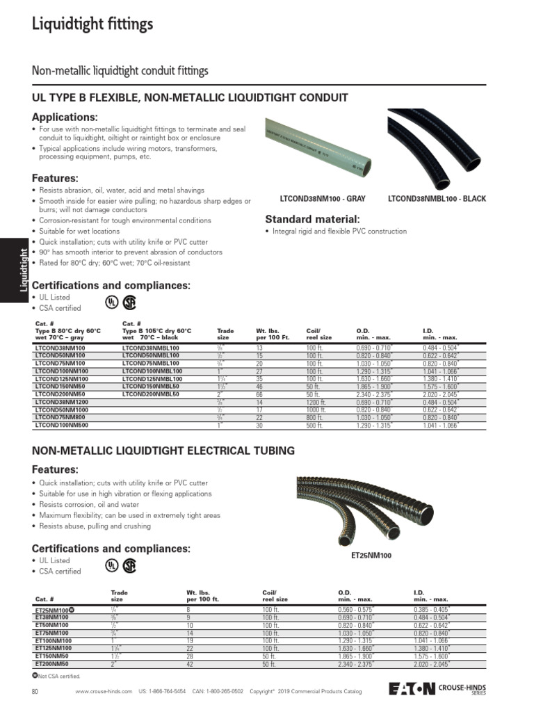 Crouse Hinds Liquidtight Conduit Catalog Page | PDF | Building ...