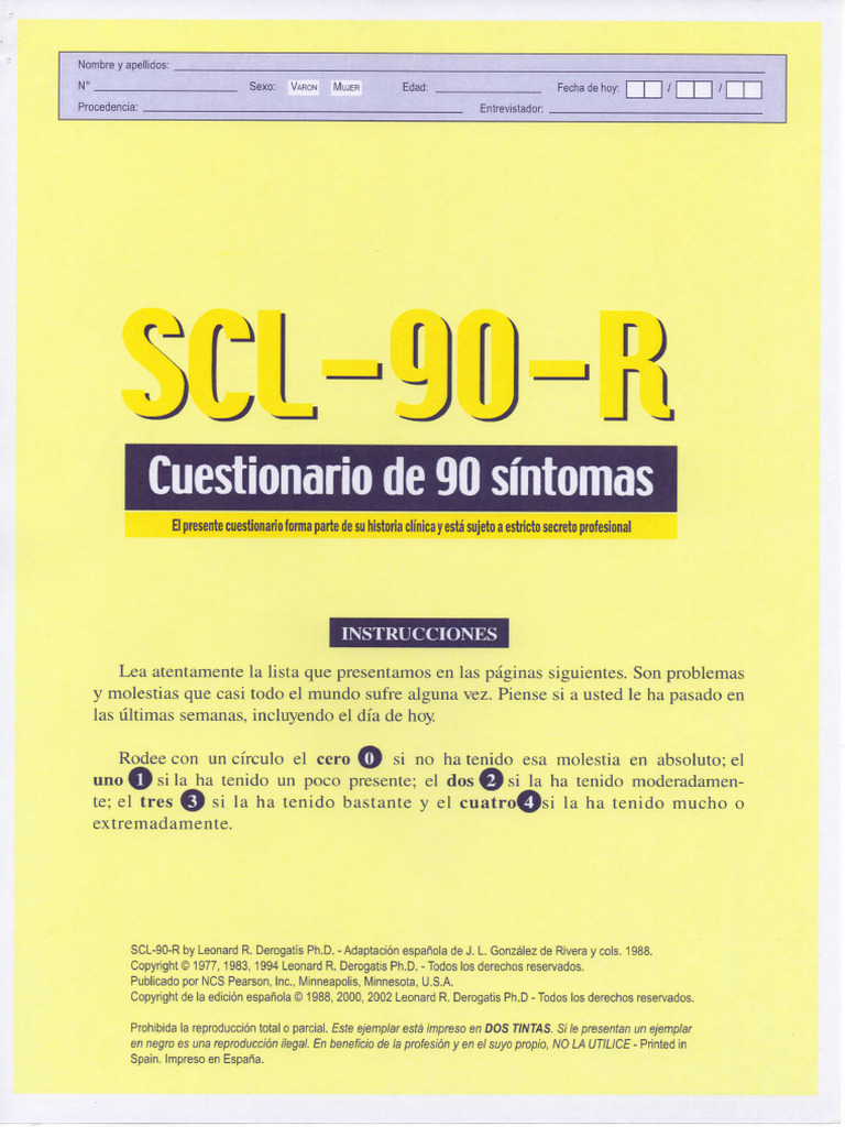 SCL-90-R - Cuestionario Plantilla Perfil | PDF
