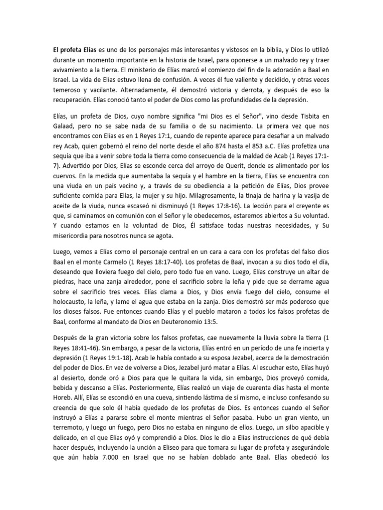 El Profeta Elías Es Uno de Los Personajes Más Interesantes y Vistosos ...