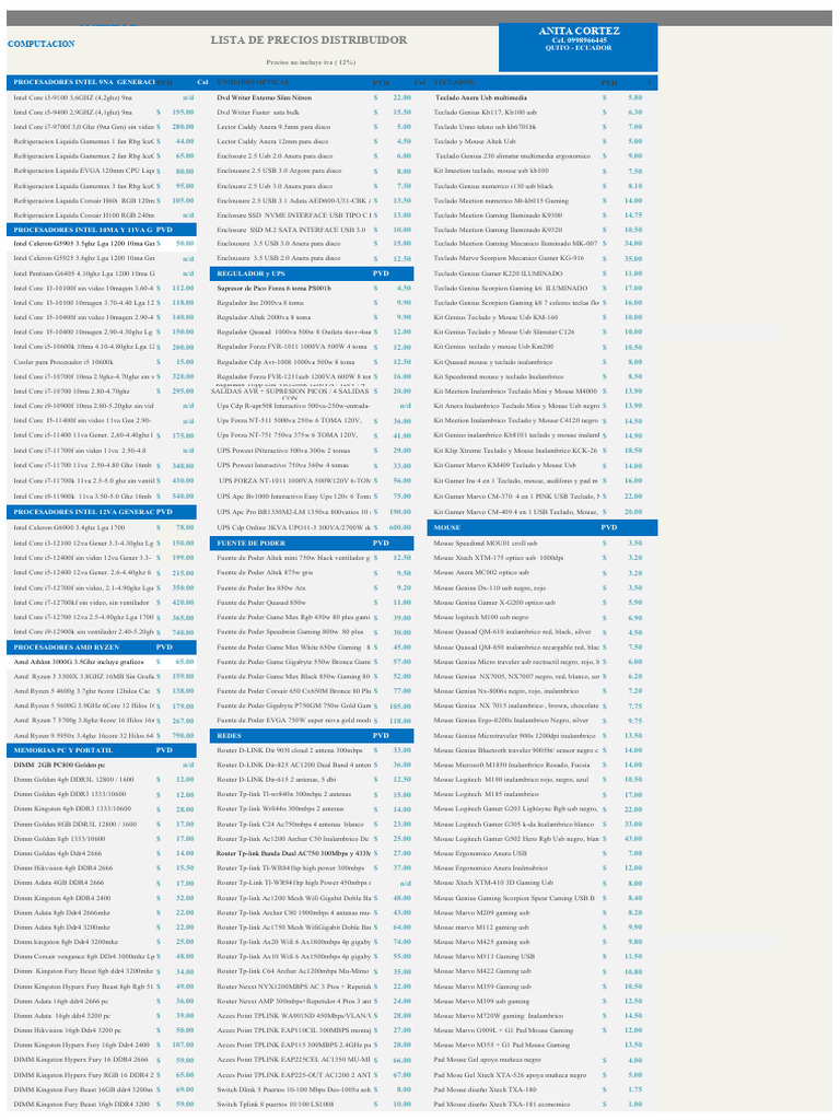 Precios Distribuidor Junio 2023 PC Actual | PDF