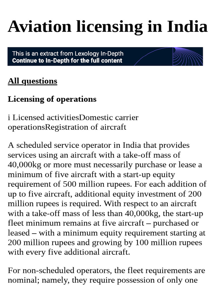 Aviation Licensing in India | PDF | Airlines | Limited Liability Company