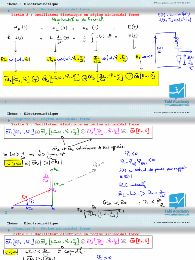 Oscillateur en Regime Sinusoidal Force Representation de Fresnel | PDF