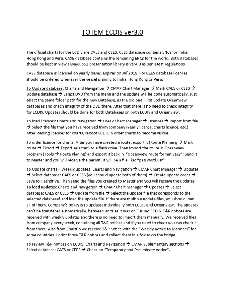 TOTEM ECDIS Ver3.0 Manual | PDF | Computer File | Databases