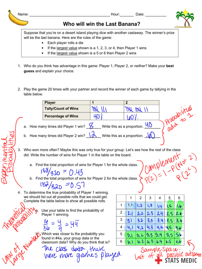 Stats Medic - Probability Rules Answer Key | PDF | Probability ...