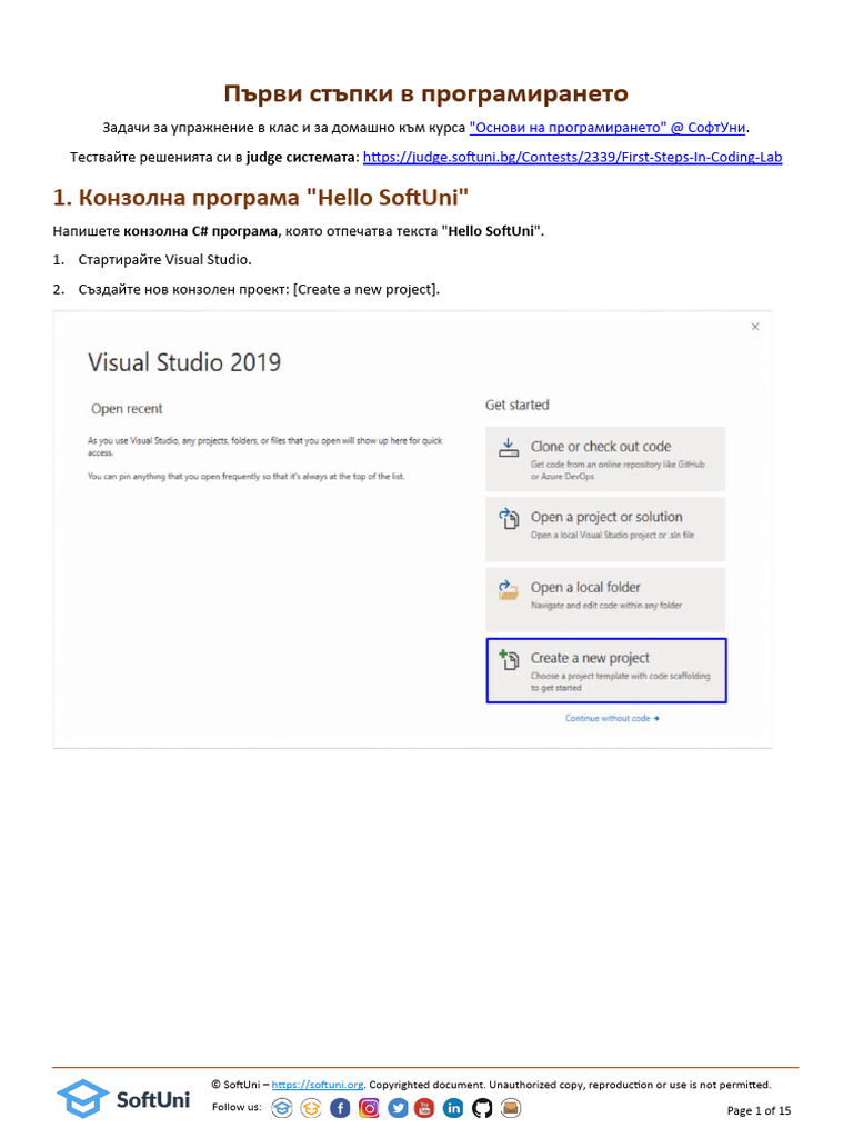01.2 PB CSharp First Steps in Coding Lab | PDF