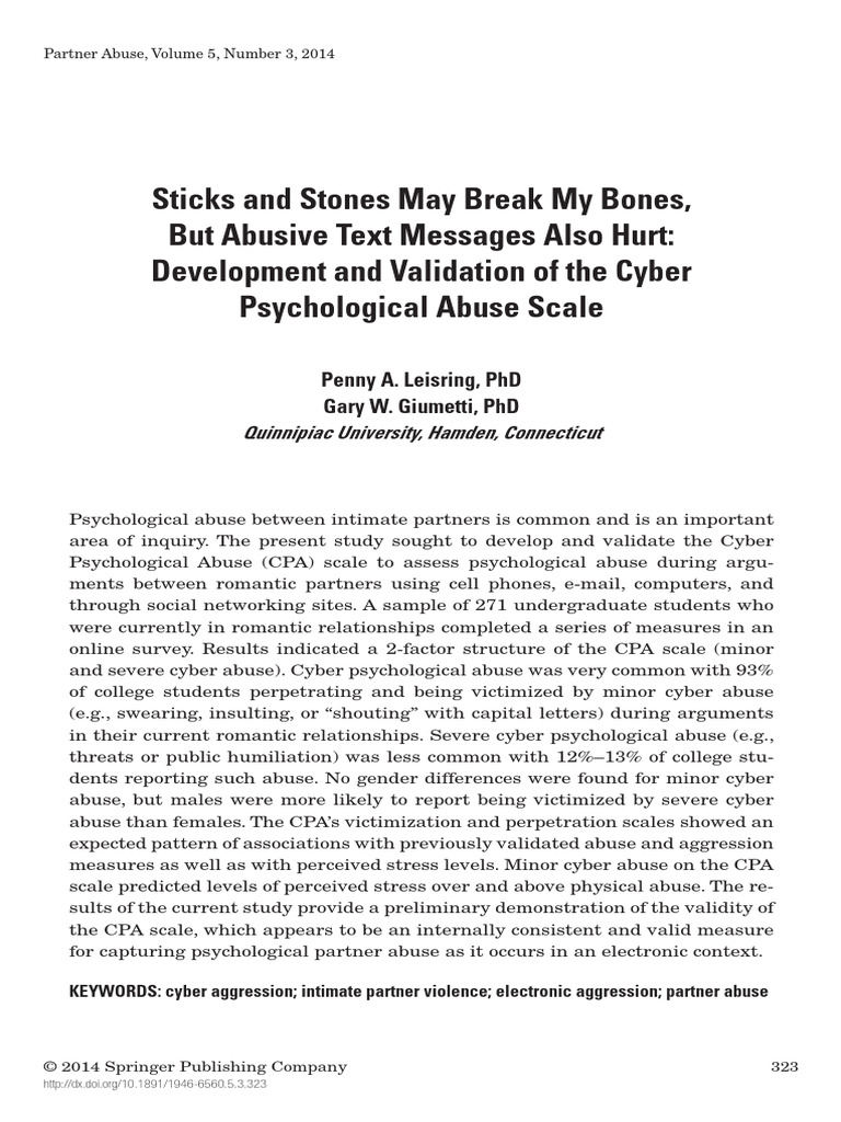 Cyber Psychological Abuse Scale Validation | PDF | Psychological Abuse ...