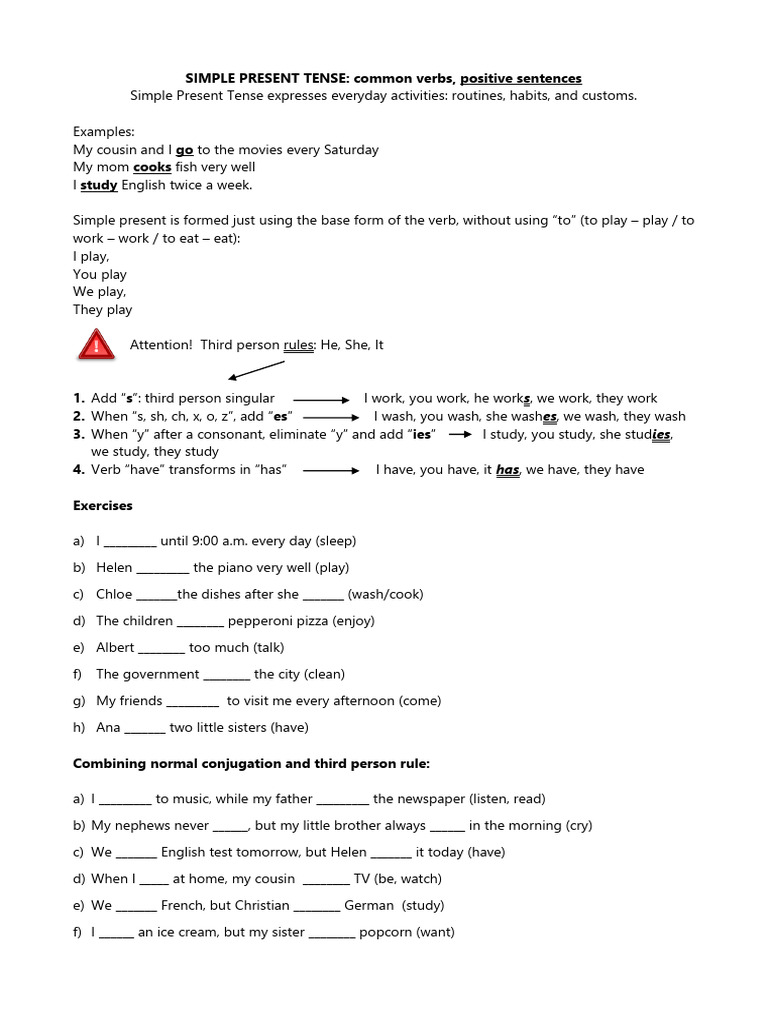 Third Person Rule. Simple Present | PDF | Syntax | Language Families