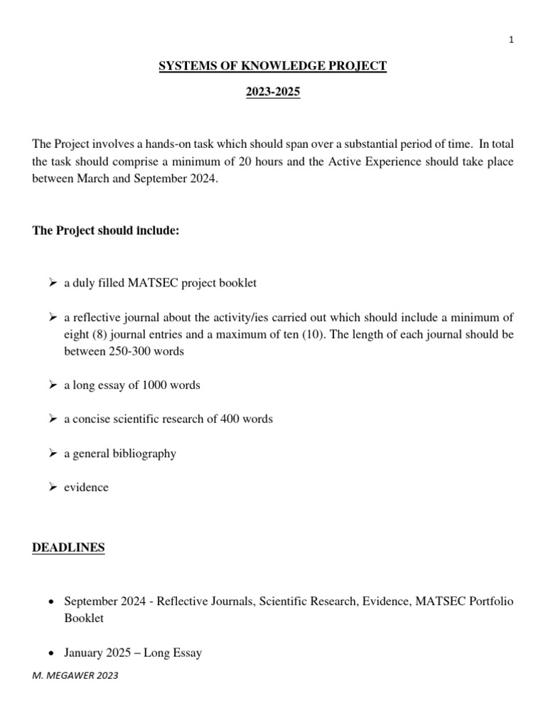 SOK Project Guidelines 2023-2025 | PDF