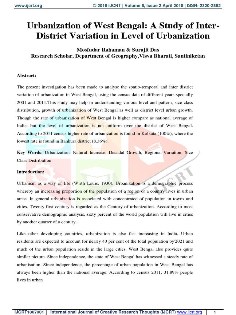 Urban West Bengal | PDF | Urbanization | Economies