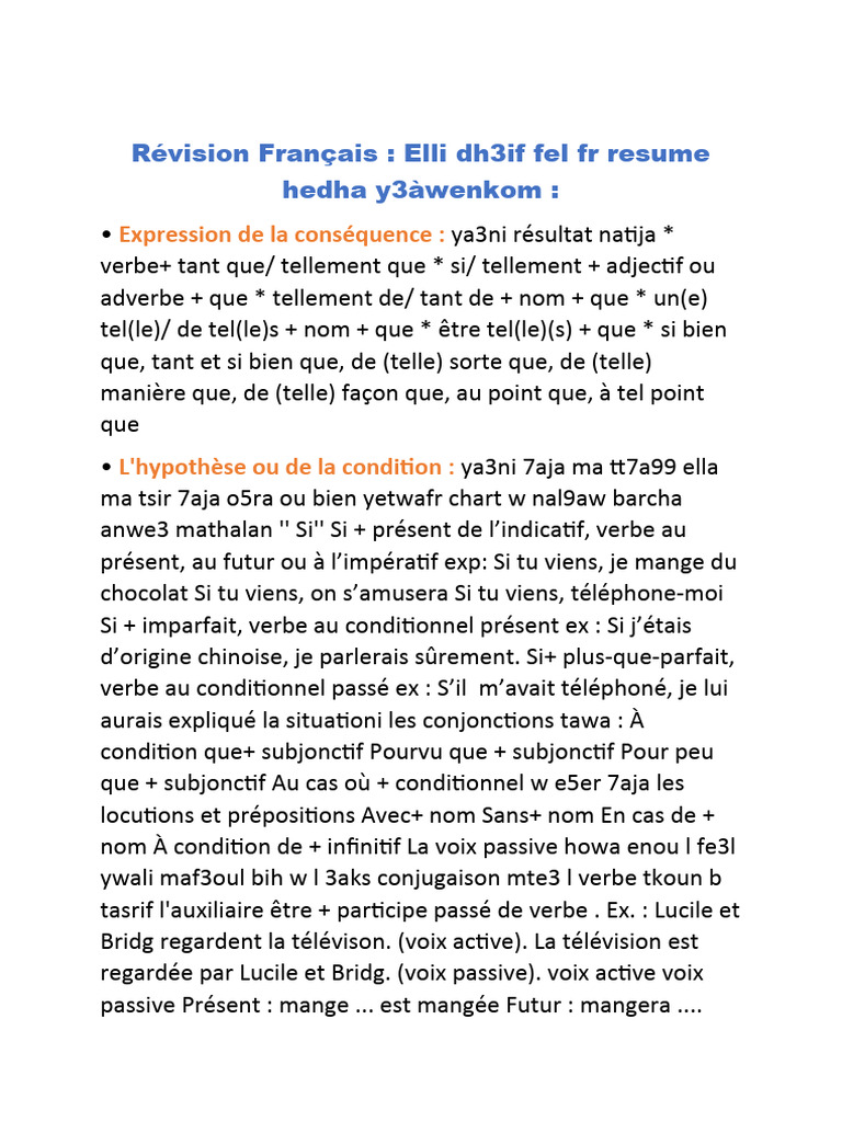 Révision Grammaire Française | PDF | Verbe | Grammaire