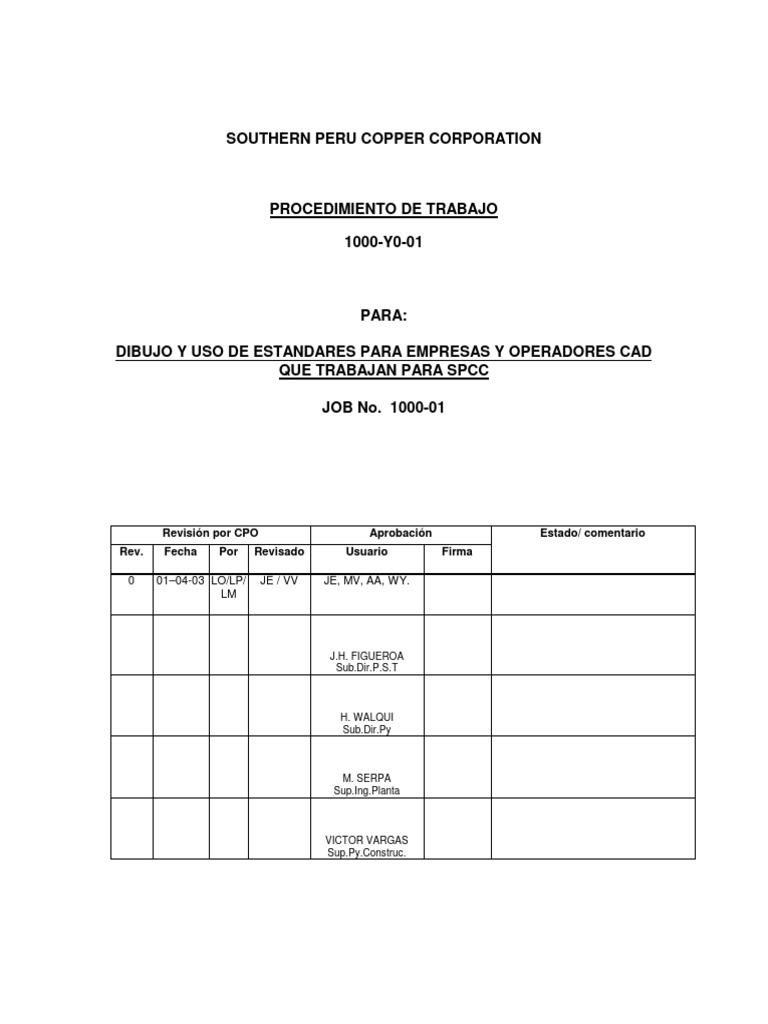 1000Y001 Procedimiento Estandarizacion Rev.0 (Para Contratista) | PDF | Dibujo | Sector ...