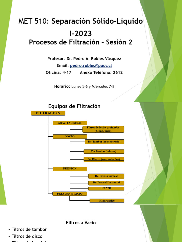 Procesos de Filtración - Sesión 2 | PDF | Filtración | Ingeniería Química