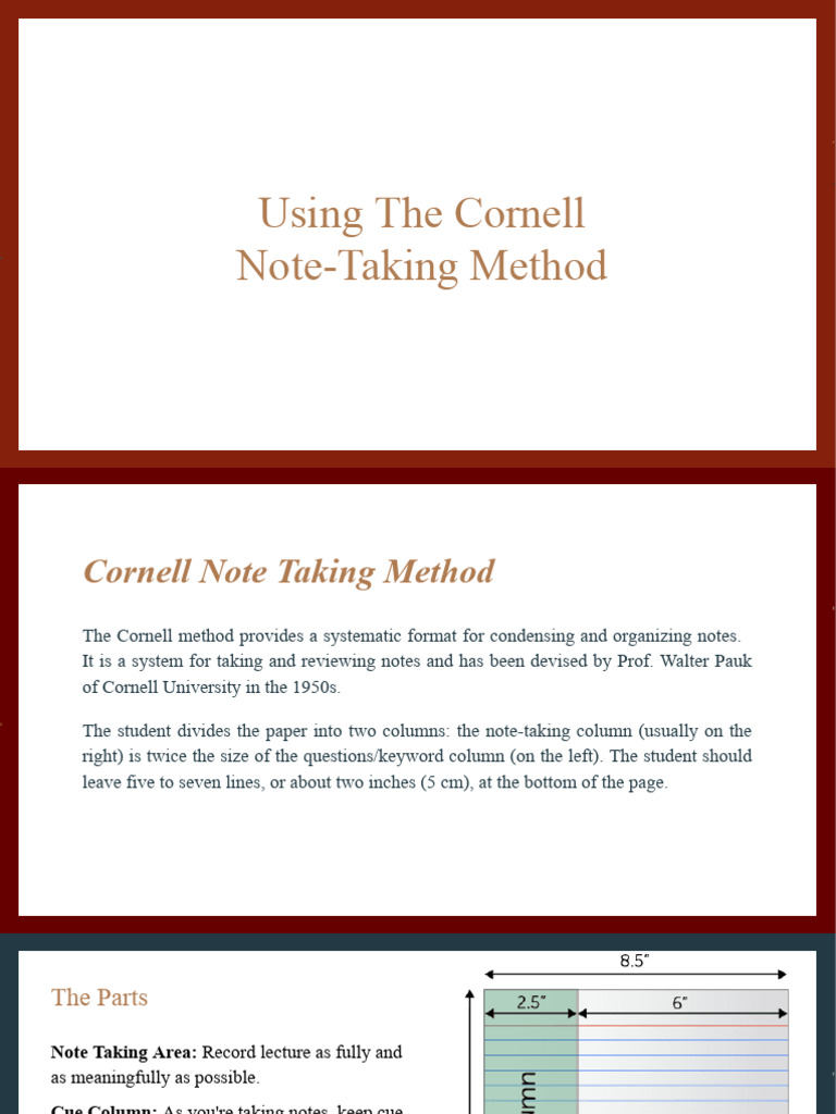 Cornell Note-taking | PDF | Human Communication | Learning
