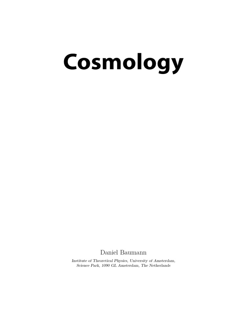 Daniel Baumann - Cosmology (2021) | PDF | Cosmic Microwave Background ...