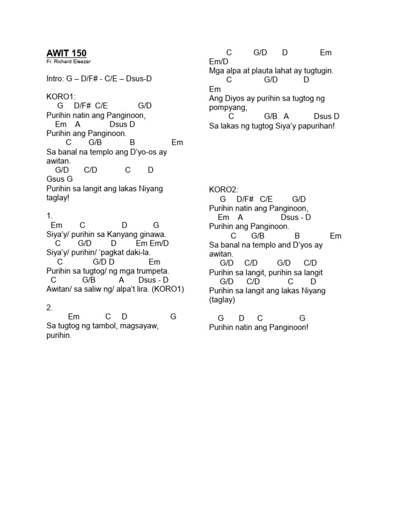 Awit 150 Chords PDF Free | PDF