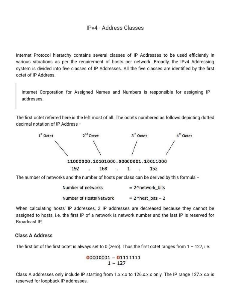 IPv4 - Address Classes | Download Free PDF | Ip Address | Internet