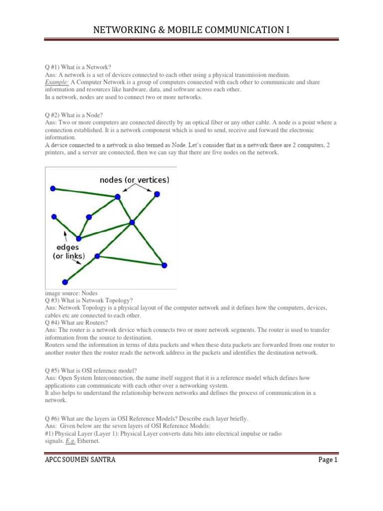 Networking & Mobile Comm I | PDF | Computer Network | Osi Model
