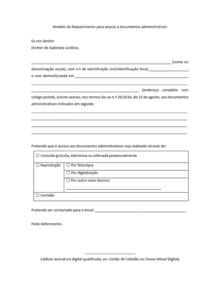 Modelo de Requerimento para Acesso A Documentos Administrativos | PDF