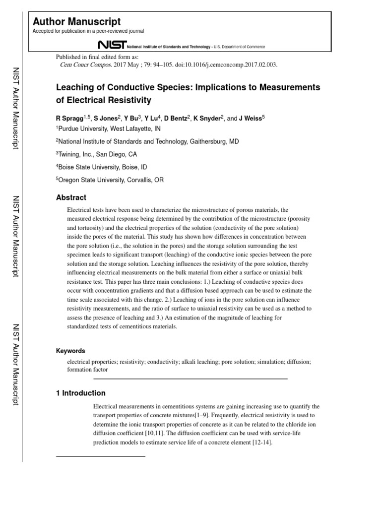 Leaching Effects on Electrical Resistivity | PDF | Electrical ...