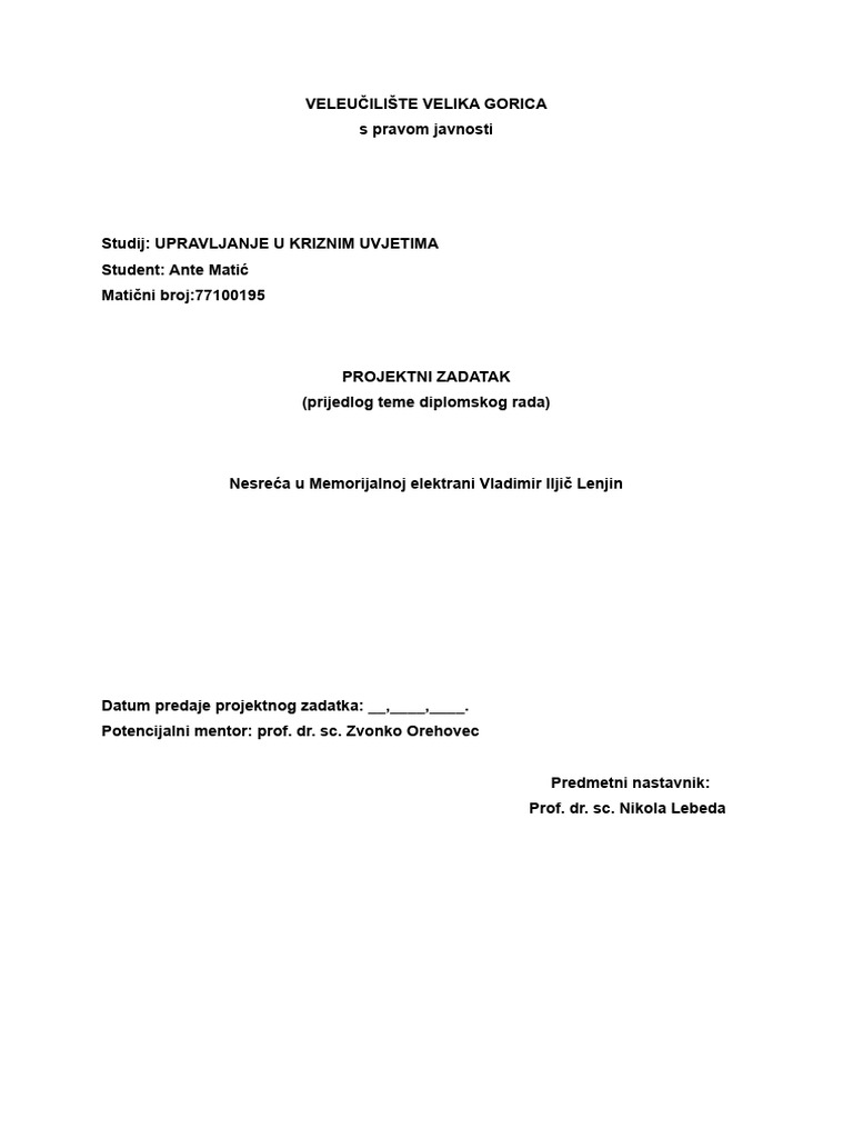 Nesreća U Memorijalnoj Elektrani Vladimir Iljič Lenjin | PDF