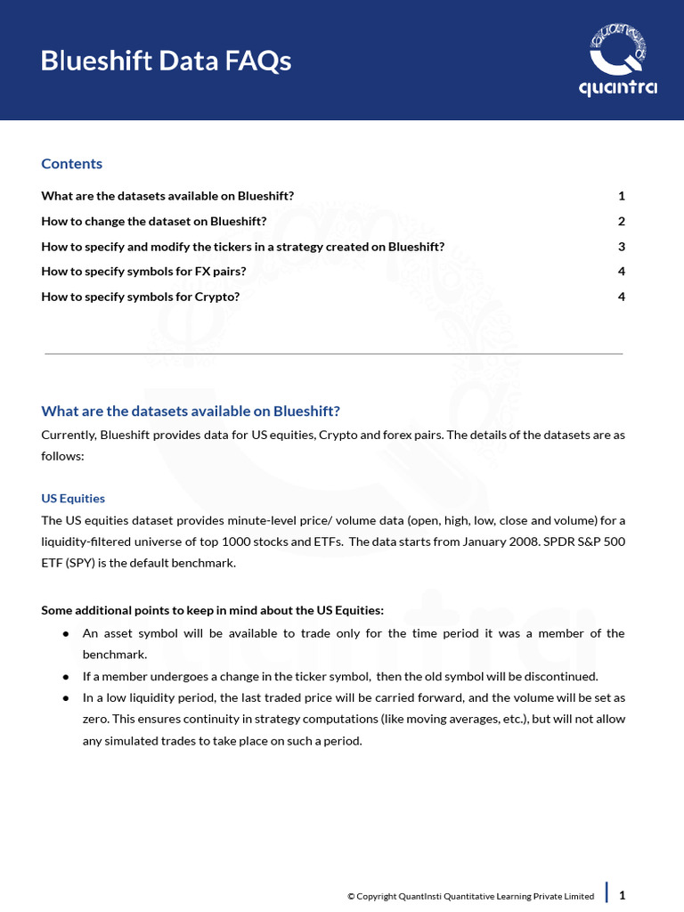 Blueshift Data FAQs | PDF | International Finance | Market (Economics)