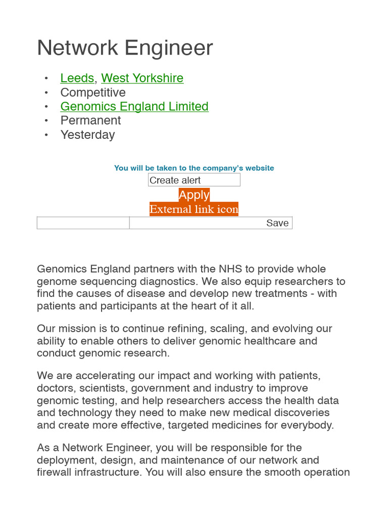 Genomics Network Engineer | PDF