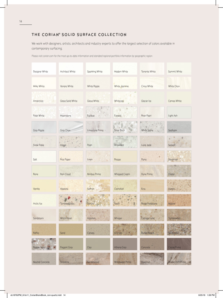 Corian BrandBook - Emea - Culori | PDF | Natural Materials | Materials